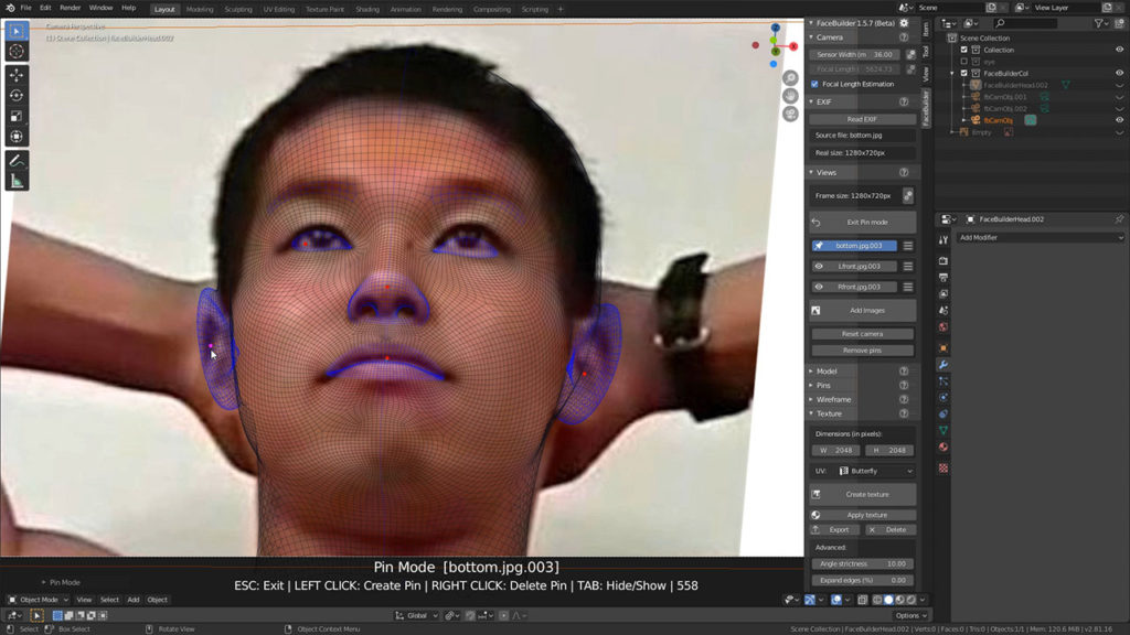 BlenderのFaceBuilderを使った顔面モデリング | 3DCG school